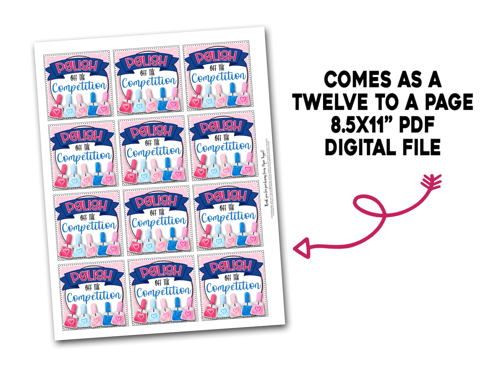 Cheerleading Good Luck Favor Tags, Polish off the Competition Cheer ...