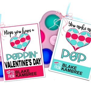 Pop Toy Valentine Card, Fidget Toy Valentine Cards, Kid's Valentine ...