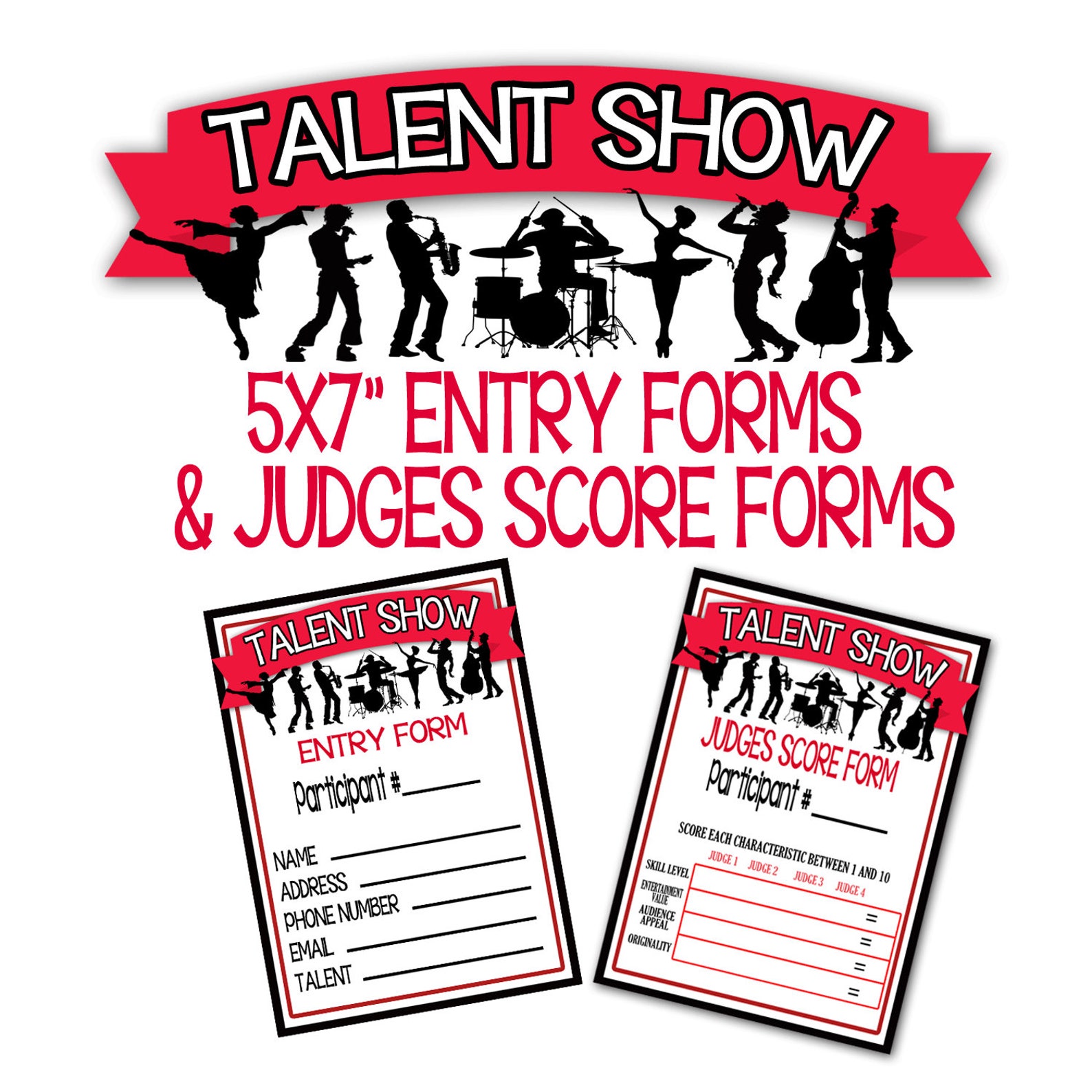 Talent Show Printable Contest Forms Talent Show Participation - Etsy
