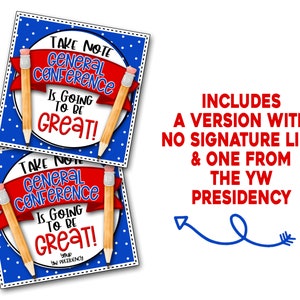 General Conference Young Women's Gift Tags, Take Note General ...