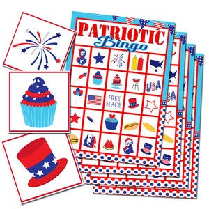 Patriotic Party Bingo Game, Fourth of July Party Game, Memorial Day ...
