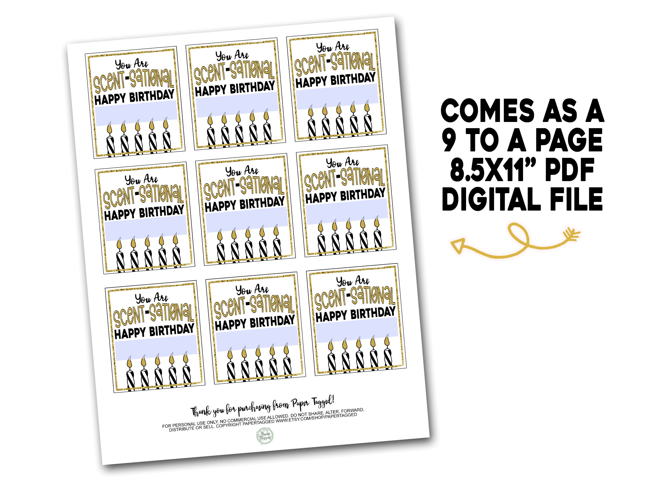 Candle Birthday Gift Tag Printable Birthday Gift Tags Gift - Etsy