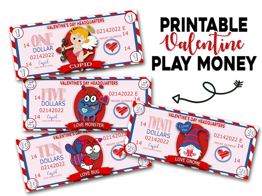 Valentine Play Money, Cupid Money, Valentine's Day Fake Money ...