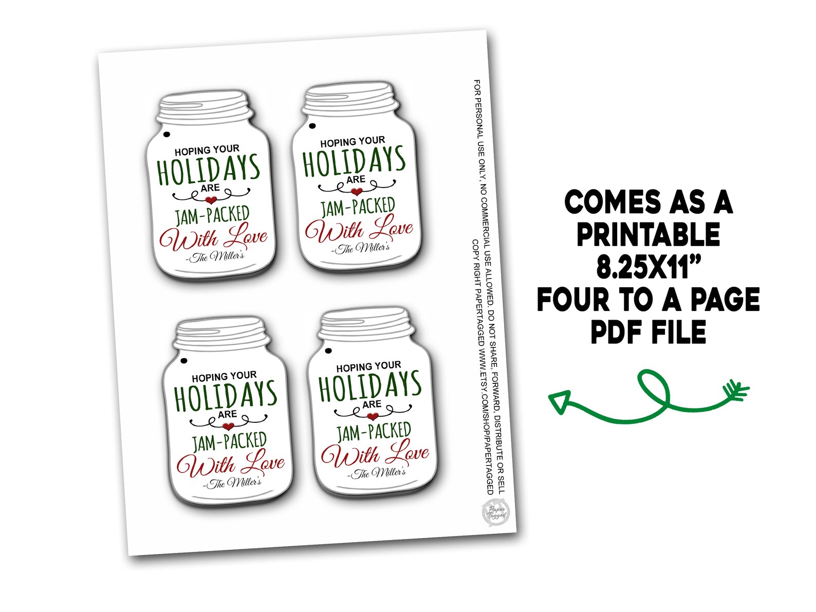 Holiday Gift Tag, Jam Packed With Love, Holiday Neighbor Gift ...