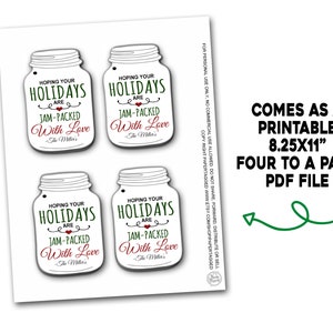 Holiday Gift Tag, Jam Packed With Love, Holiday Neighbor Gift ...