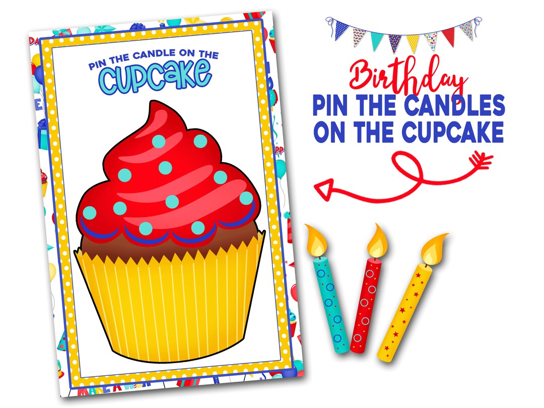 Birthday Party Game, Pin the Candle on the Cake, Printable Birthday ...