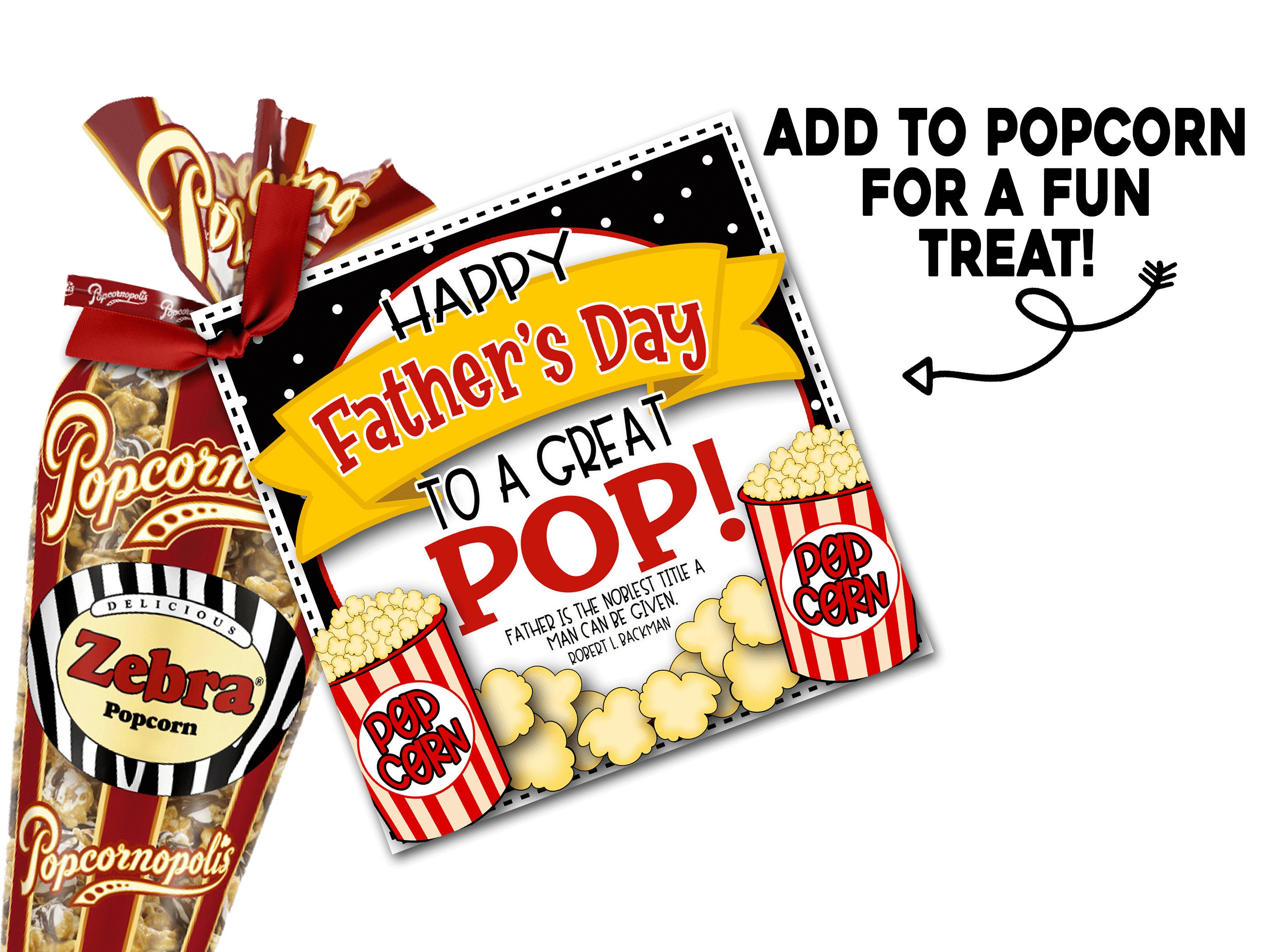 Father's Day Gift Tags, Father's Day Popcorn, to a Great Pop, Popcorn ...