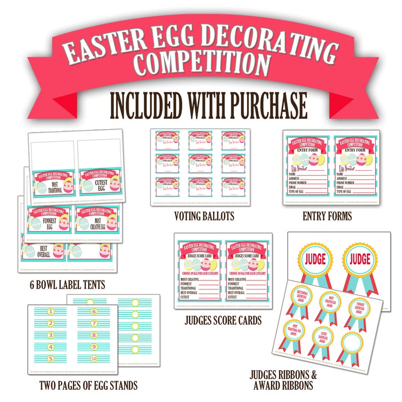 Easter Egg Decorating Contest Forms Packet Eastaer Egg Judges - Etsy