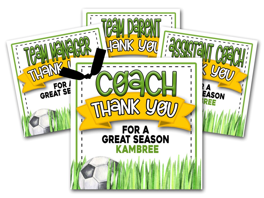 Soccer Coach Thank You Gift Tags, Soccer Thank You Card, Soccer ...