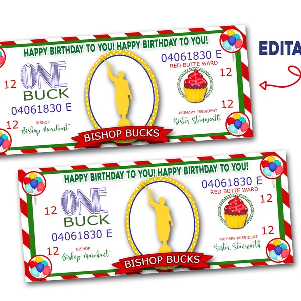 Bishop Bucks for Primary - Etsy