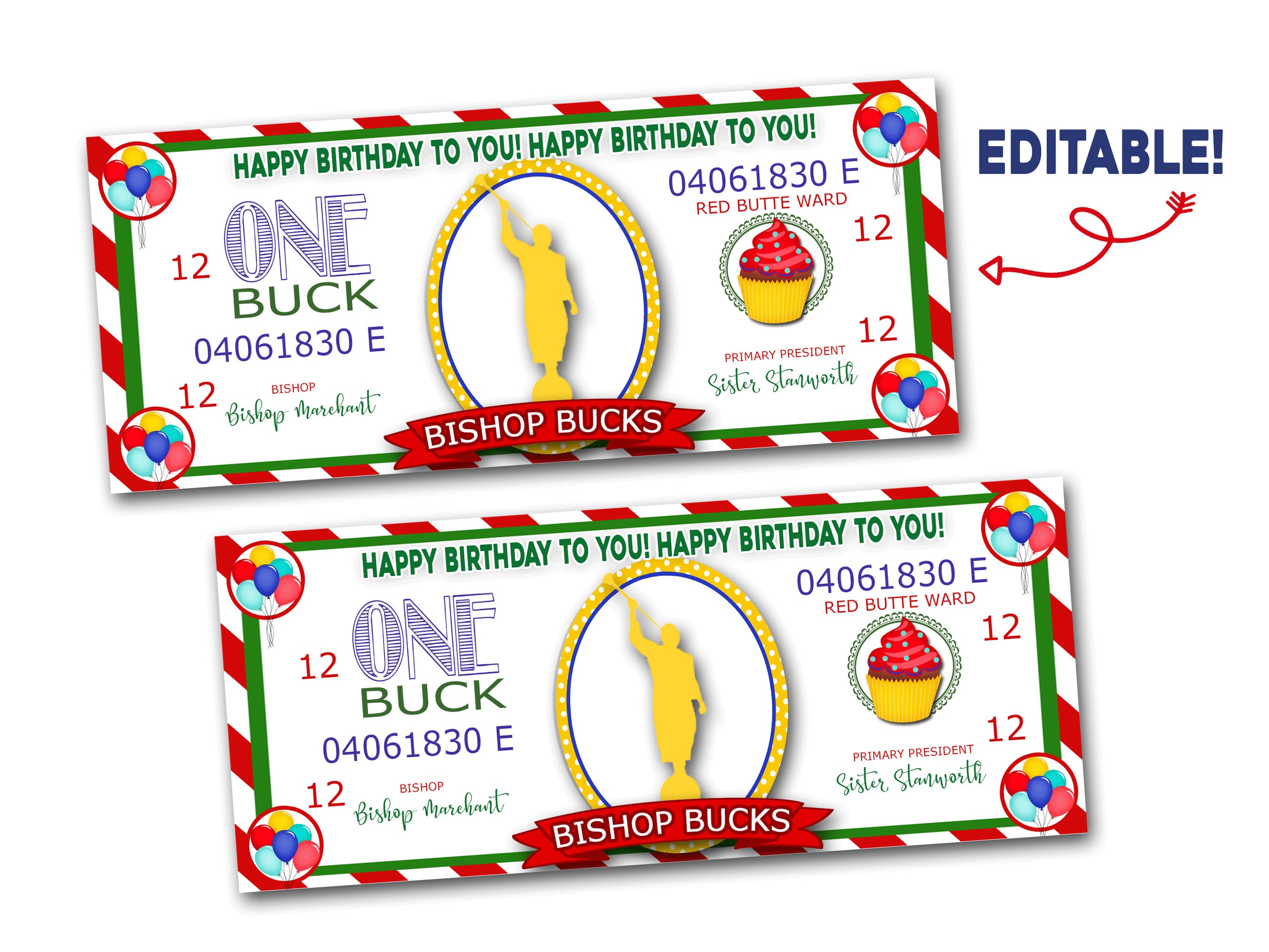 Bishop Bucks, Primary Birthday Gift, LDS Primary Birthday Gift, Primary ...