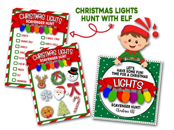Christmas Lights Scavenger Hunt With Elf Christmas Light | Etsy