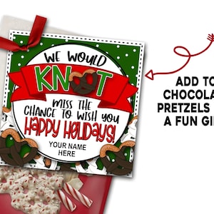 Pretzel Christmas Neighbor Gift, Christmas Gift Tag, Pretzel Happy ...