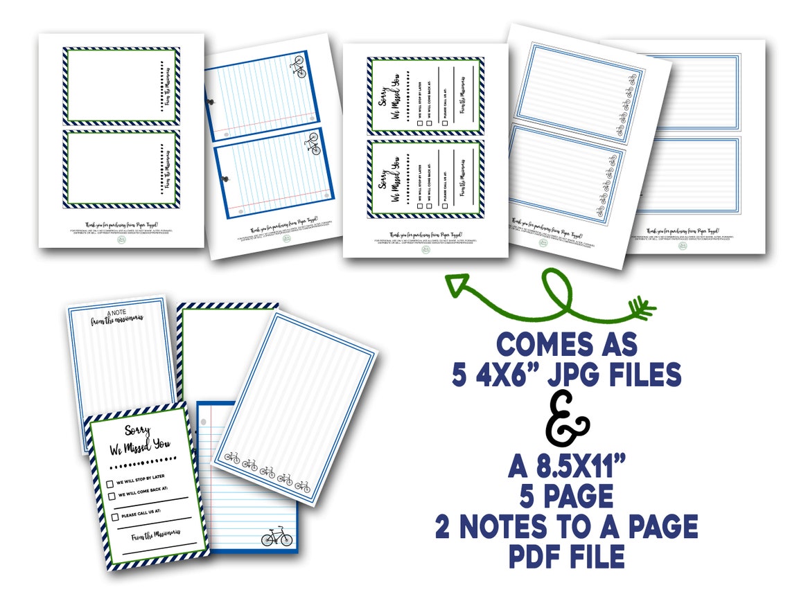 Missionary Note Cards, LDS Missionary Door Note Cards, Printable ...
