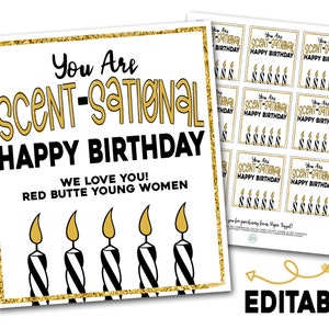 Candle Birthday Gift Tag, Printable Birthday Gift Tags, Gift Tag for ...