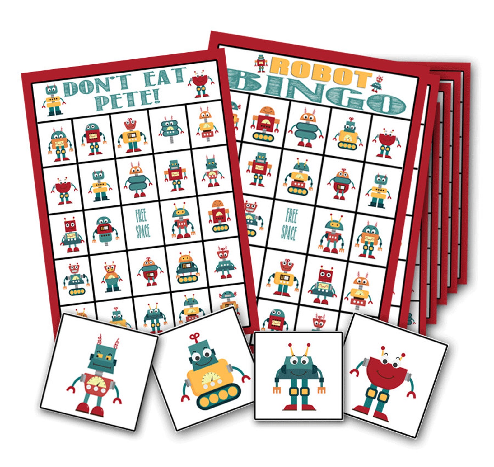 Robot Bingo and Don't Eat Pete Combo Pack Robot Birthday - Etsy