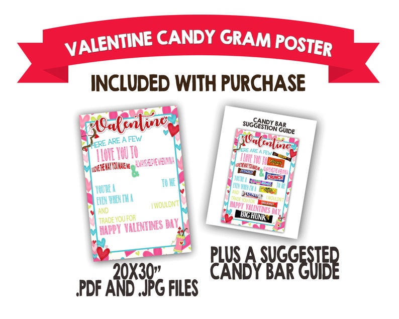 Valentine Poster, Candy Bar Poster, Valentine Gift, Printable Valentine ...
