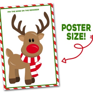 Pin the Nose on the Reindeer, Printable, Christmas Class Party Game ...