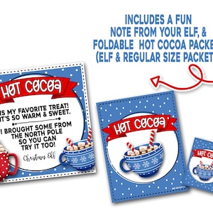 Elf Hot Cocoa Note, Foldable Christmas Elf Hot Cocoa Packet, Printable ...
