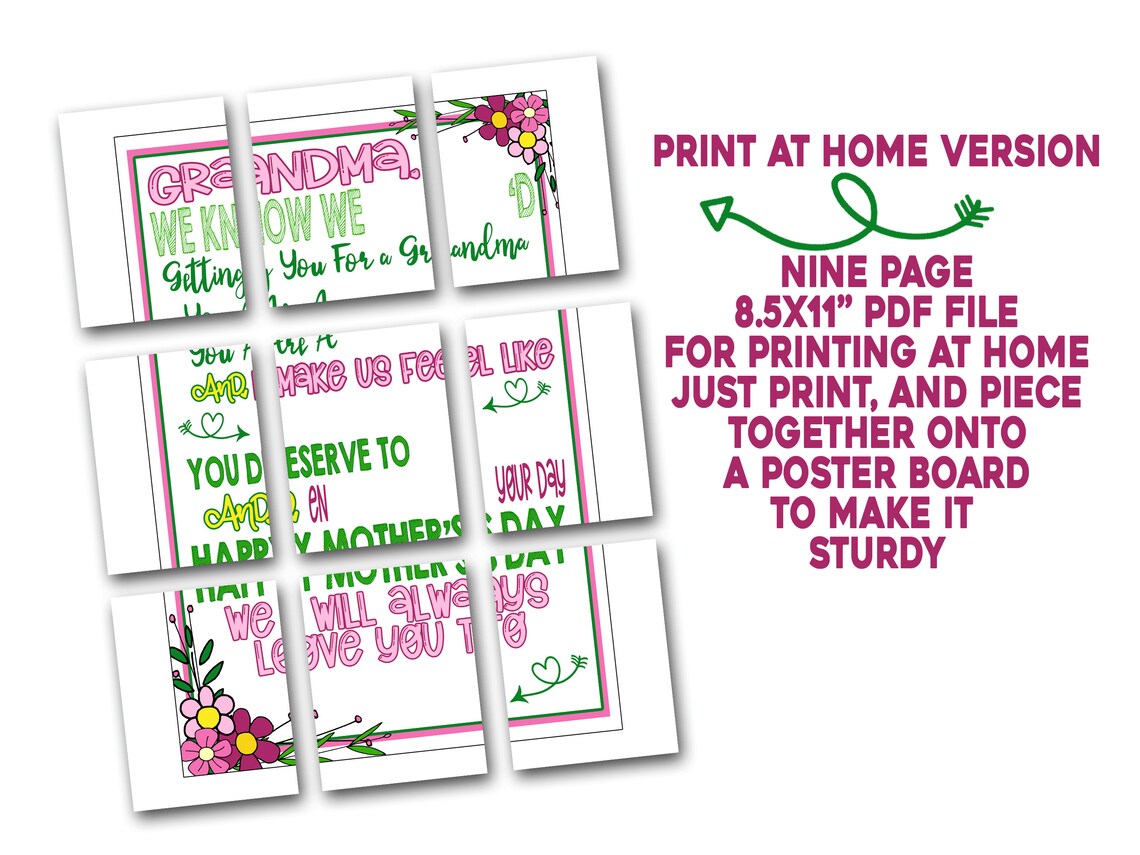 Grandma Mother's Day Candy Gram Poster Mother's Day - Etsy