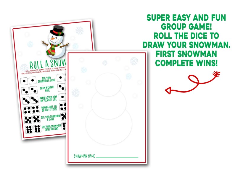 Roll a Snowman Christmas Group Party Game Family Friendly - Etsy