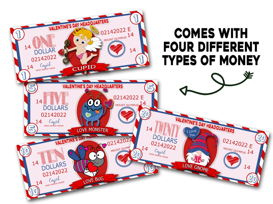 Valentine Play Money, Cupid Money, Valentine's Day Fake Money ...