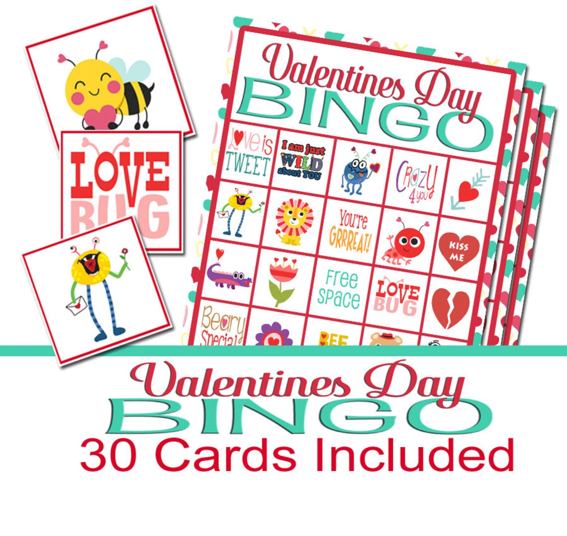 Valentine Party Bingo Game Valentine Party Game Valentine - Etsy