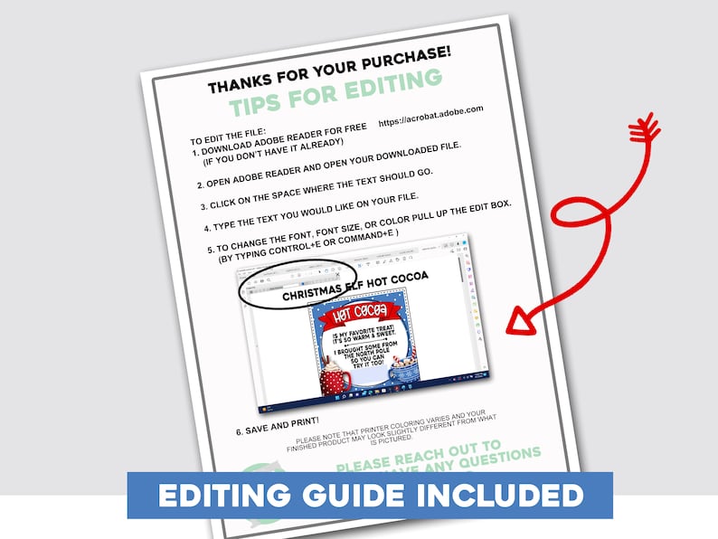 Elf Hot Cocoa Note Foldable Christmas Elf Hot Cocoa Packet - Etsy