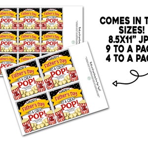 Father's Day Gift Tags, Father's Day Popcorn, to a Great Pop, Popcorn ...