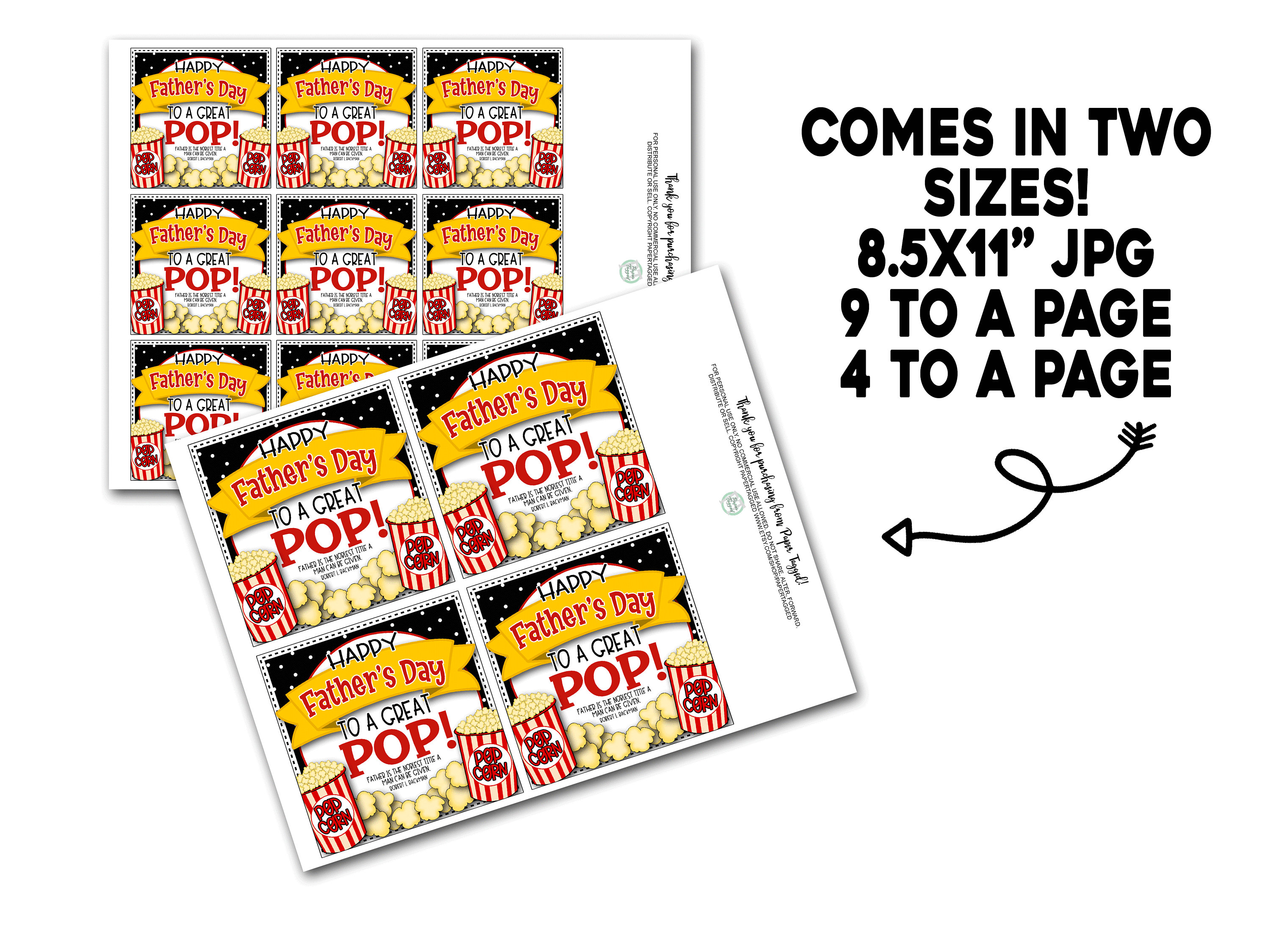 Popcorn Bag Editable Happy Father's Day Popcorn Printable Tags, Best ...
