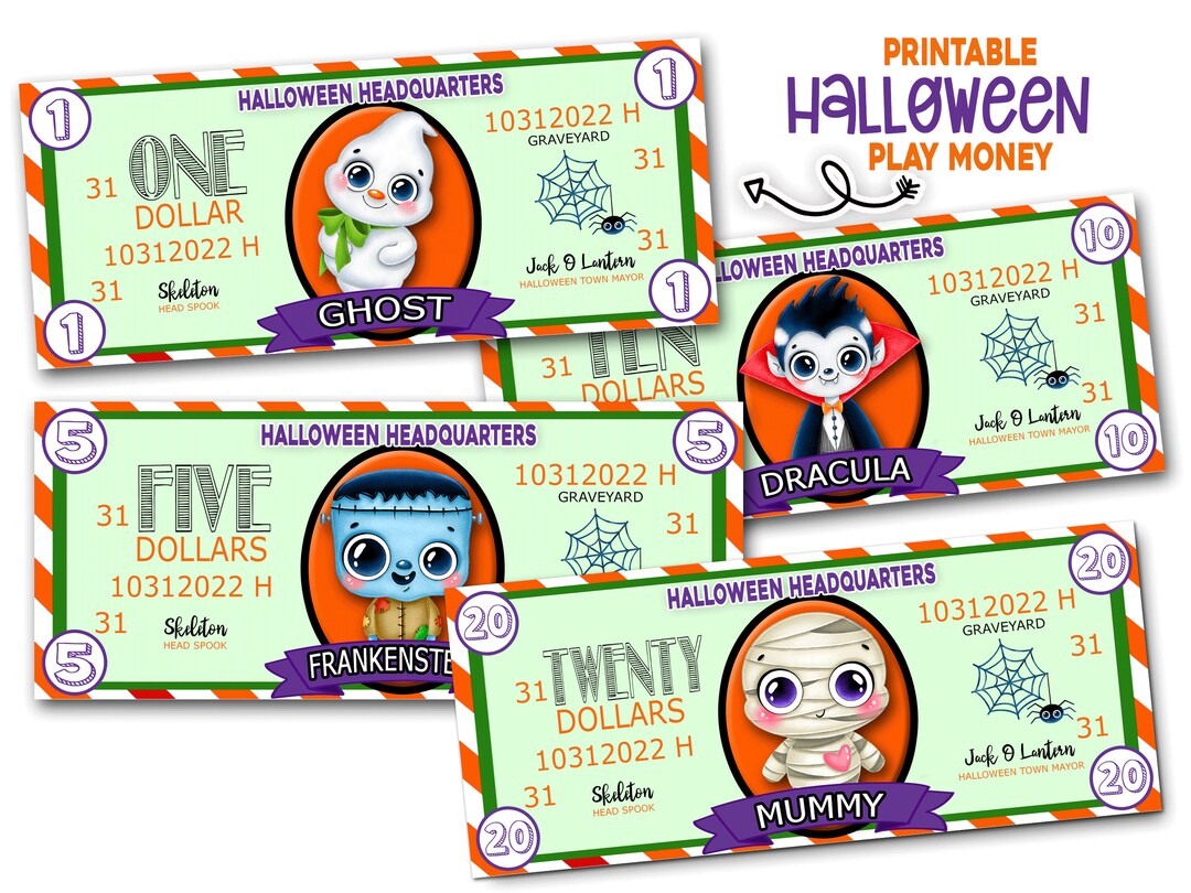 Halloween Play Money, Monster Money, Halloween Fake Money, Printable ...