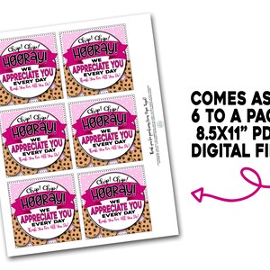 Appreciation Treat Tag, Chip Chip Hooray We Appreciate You Every Day ...