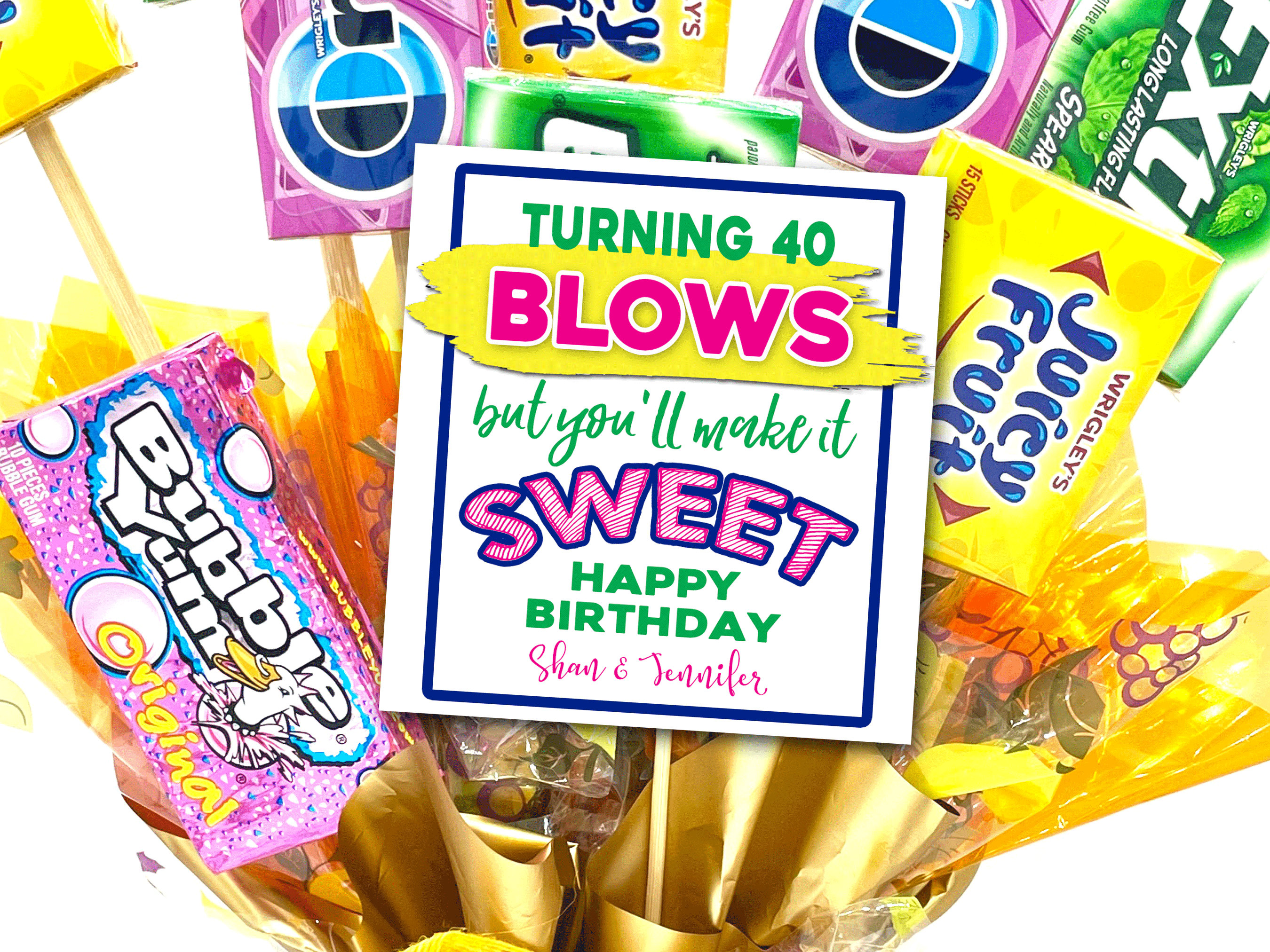 40th Birthday Gift Tag Candy Bar Poster Friend Birthday | Etsy
