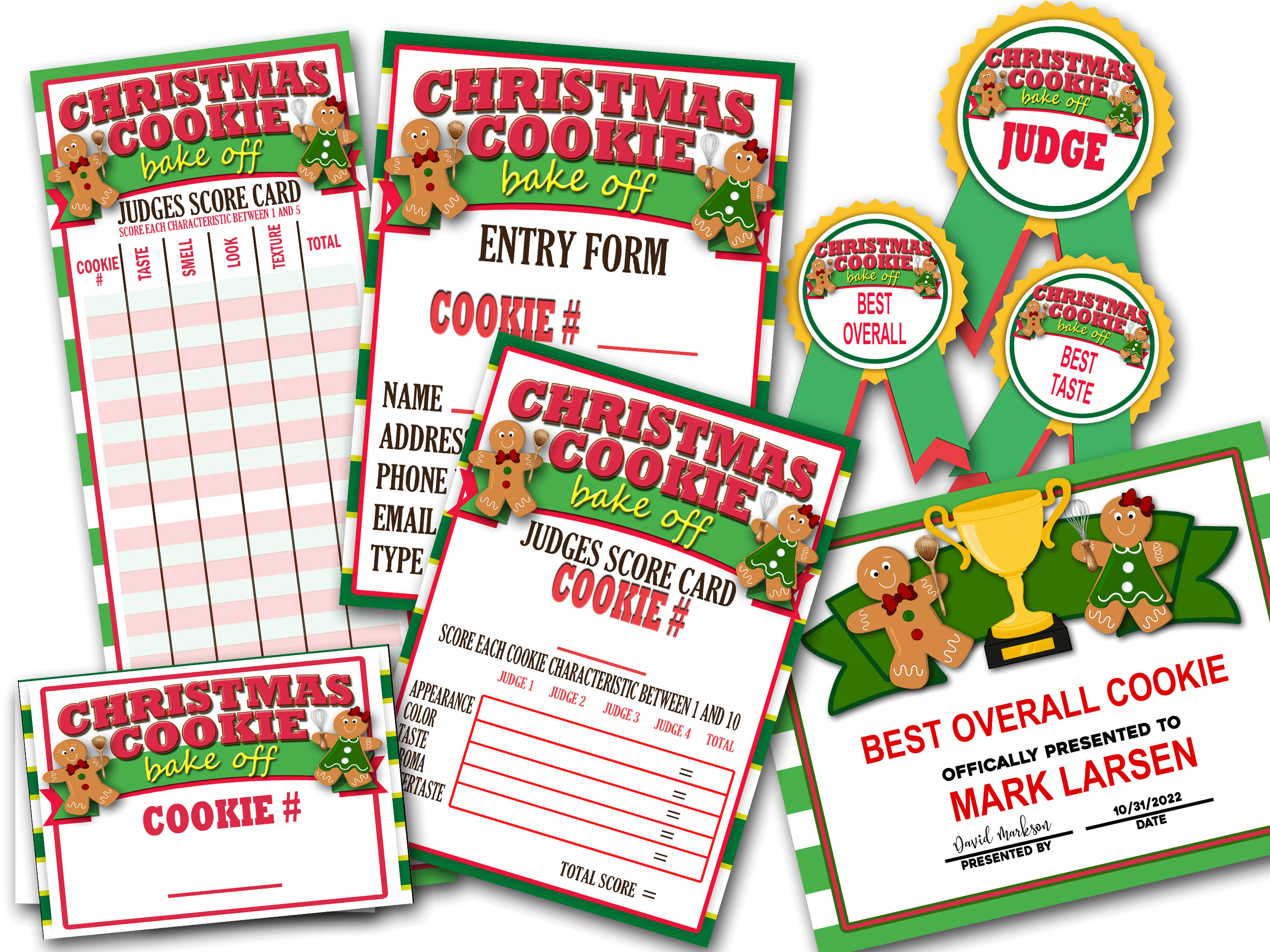 Cookie Contest Judging Scoresheet