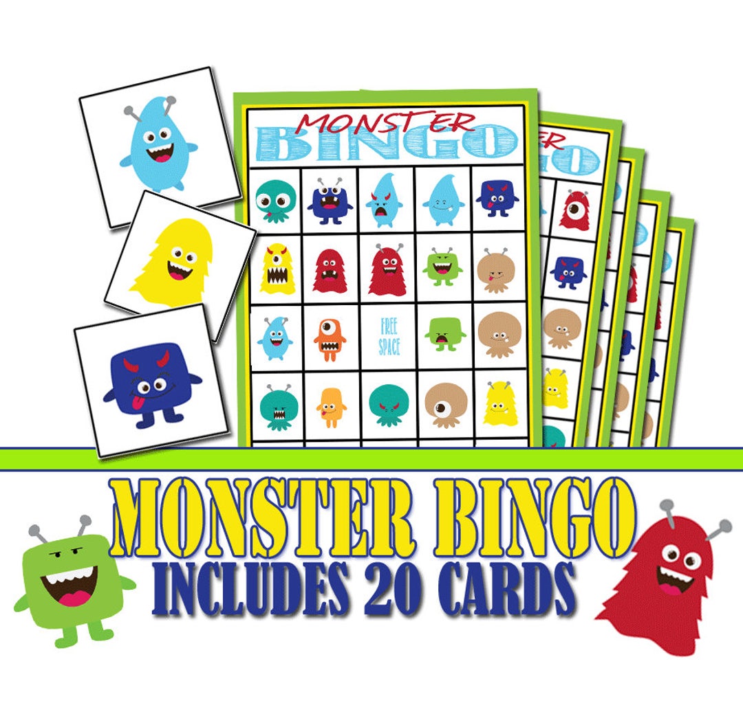 Monster Party Bingo Game, Monster Party, Monster Party Game, Monster ...