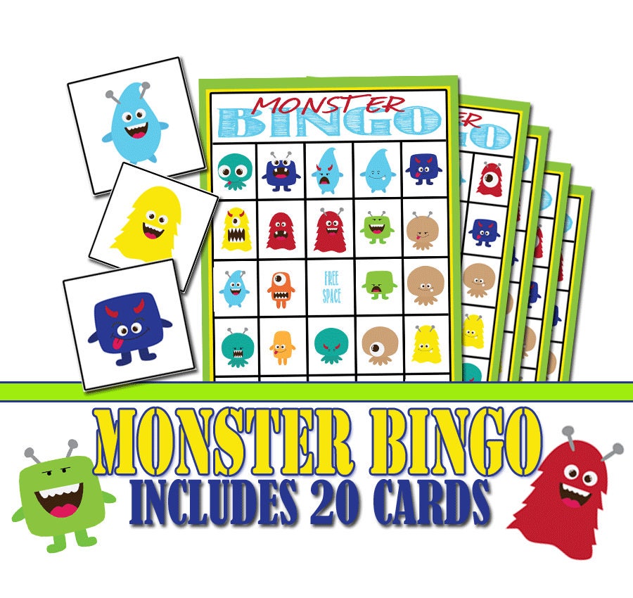 Monster Party Bingo Game Monster Party Monster Party Game | Etsy