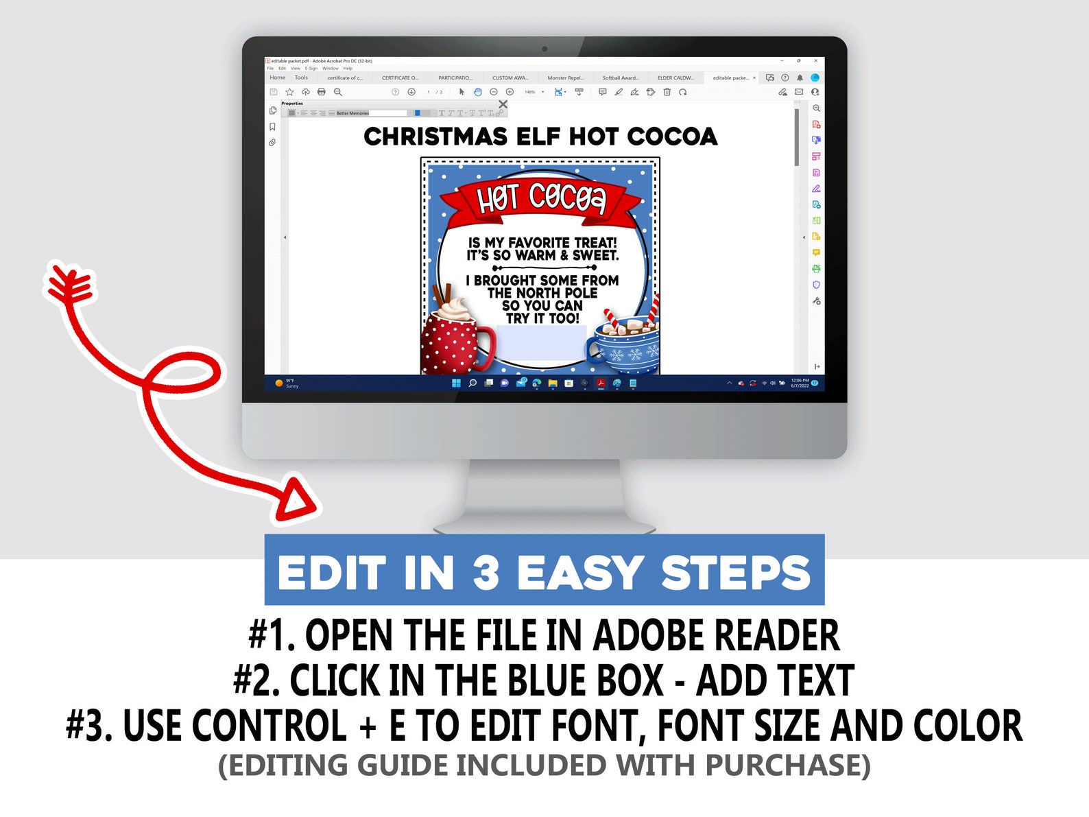 Elf Hot Cocoa Note, Foldable Christmas Elf Hot Cocoa Packet, Printable ...