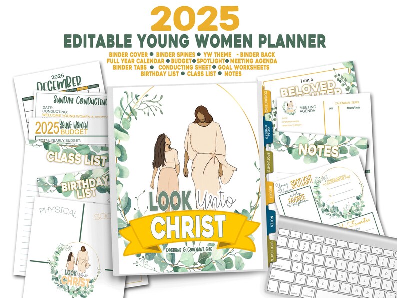 2025 Young Women Planner, Young Women Binder, Look Unto Christ, Young ...