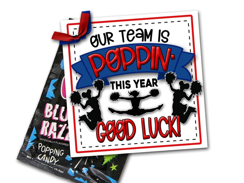 Cheerleading Good Luck Favor Tags Our Team is Poppin Cheer - Etsy