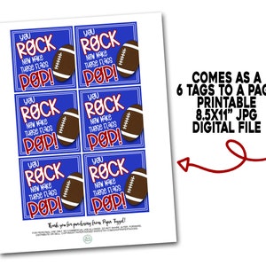 Football Treat Tags, Flag Football Good Luck Favor Tags, You Rock Make ...