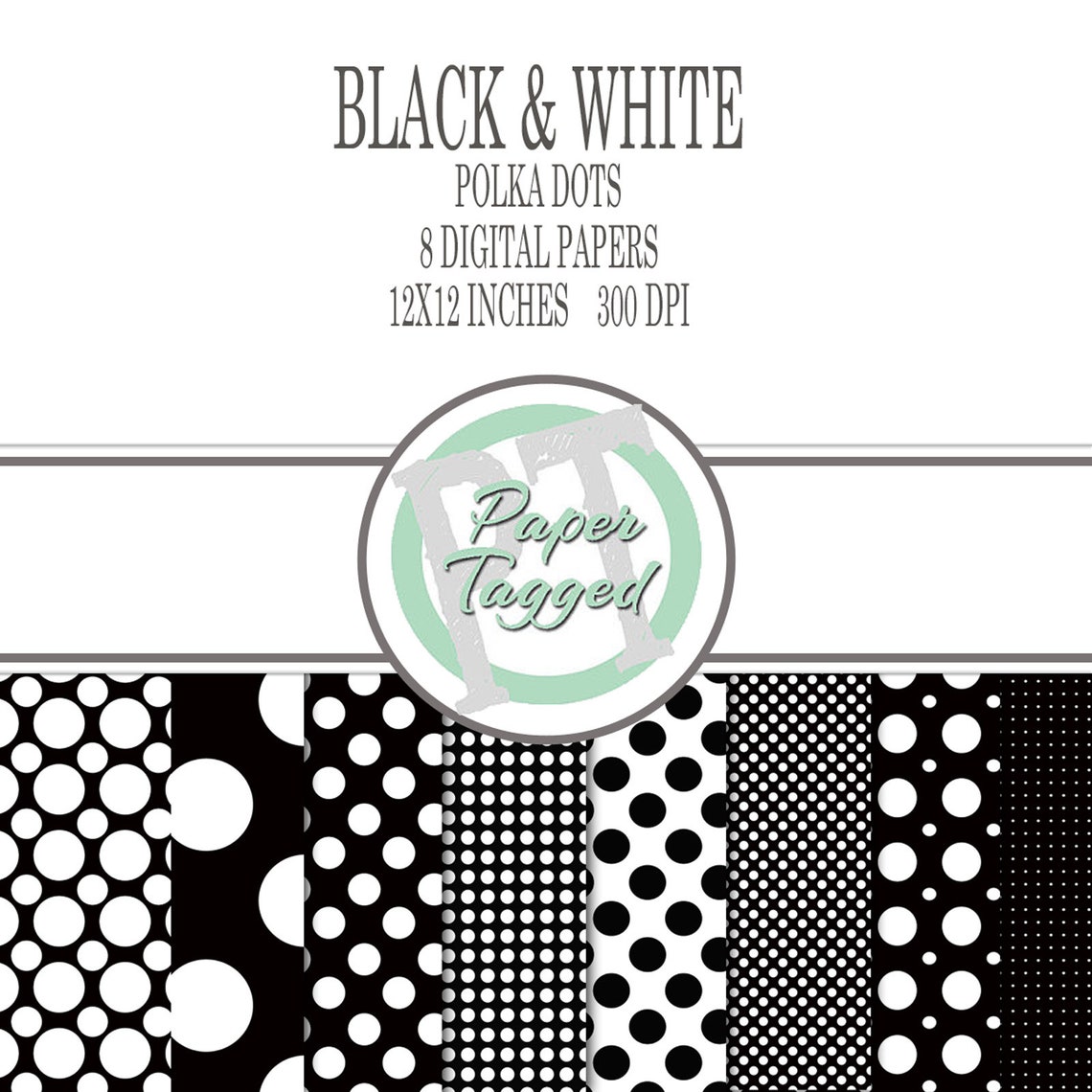 Digital Paper Pack, Black and White, 16 Digital Papers Included, 12x12 ...