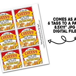 Game Day Treat Tag, Cheese Cracker Game Tags, Sports Team Gift, Game ...