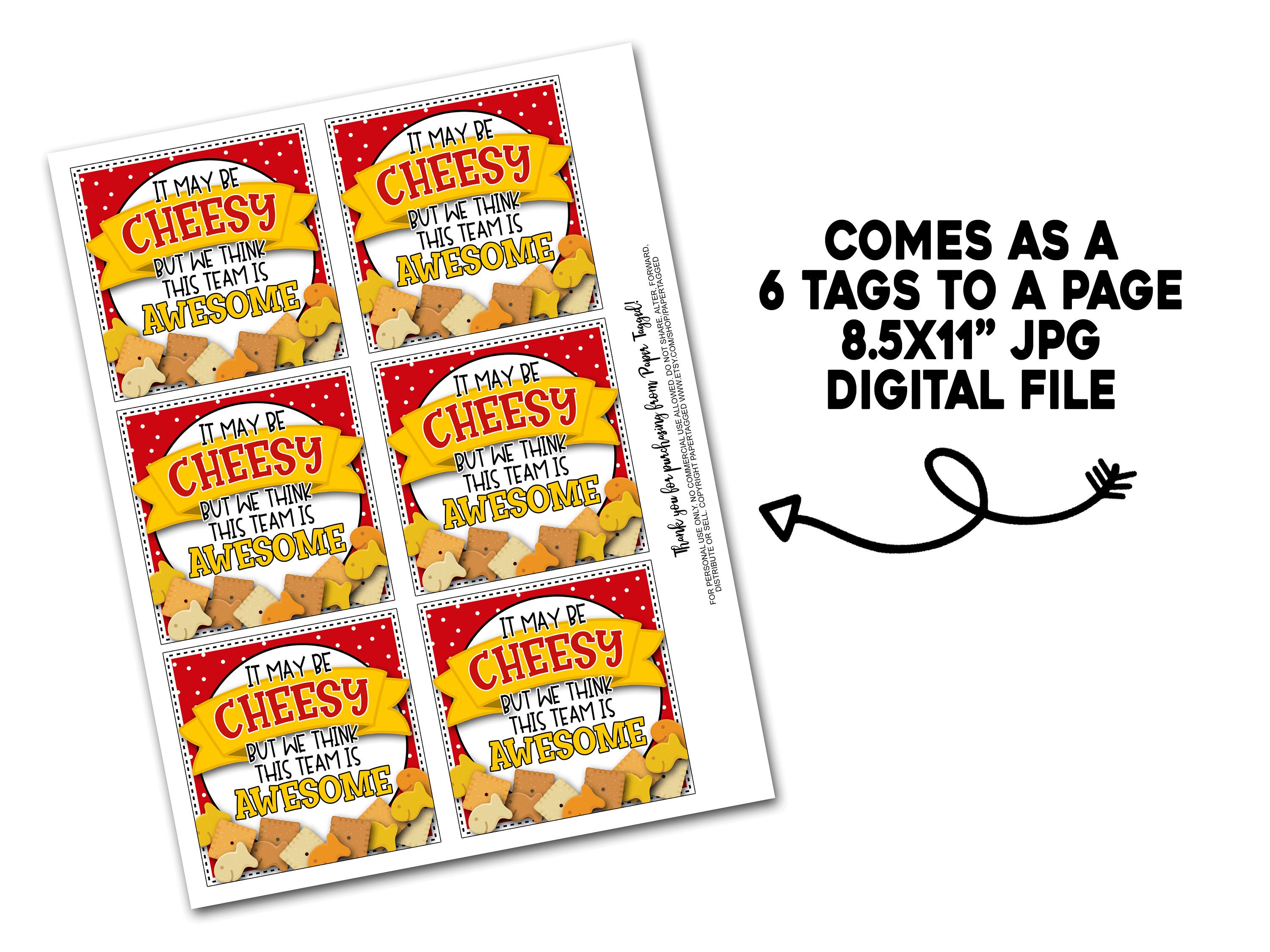 Game Day Treat Tag, Cheese Cracker Game Tags, Sports Team Gift, Game ...