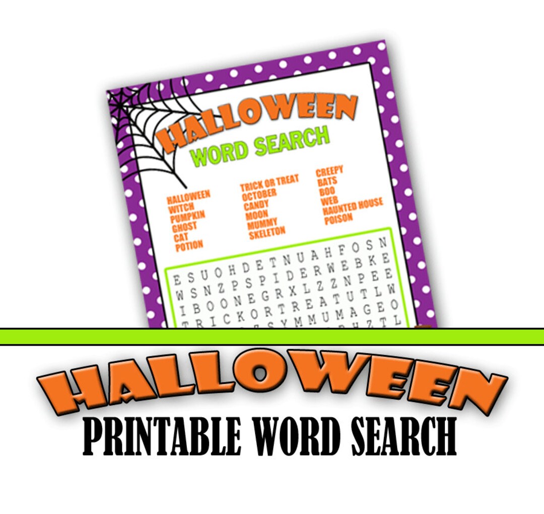 Halloween Word Search Printable Game, Class Halloween Party, Class ...