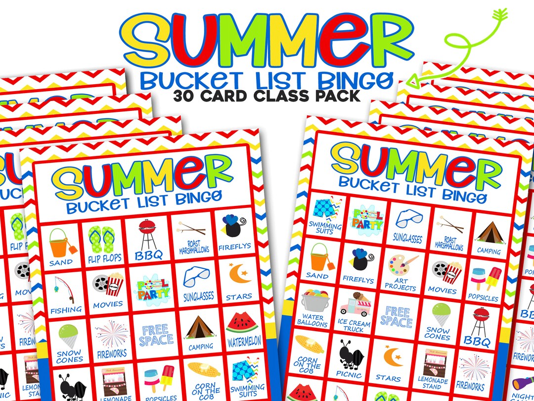 Summer Bingo Game, Summer Party Game, Summer Bucket List, Last Day of ...