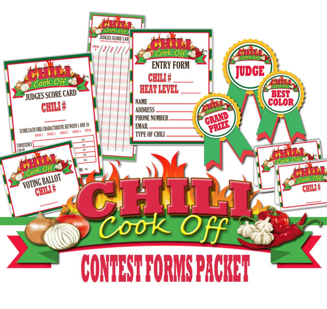 Chili Cook off Contest Forms Packet, Chili Cook off Judges Score Cards ...