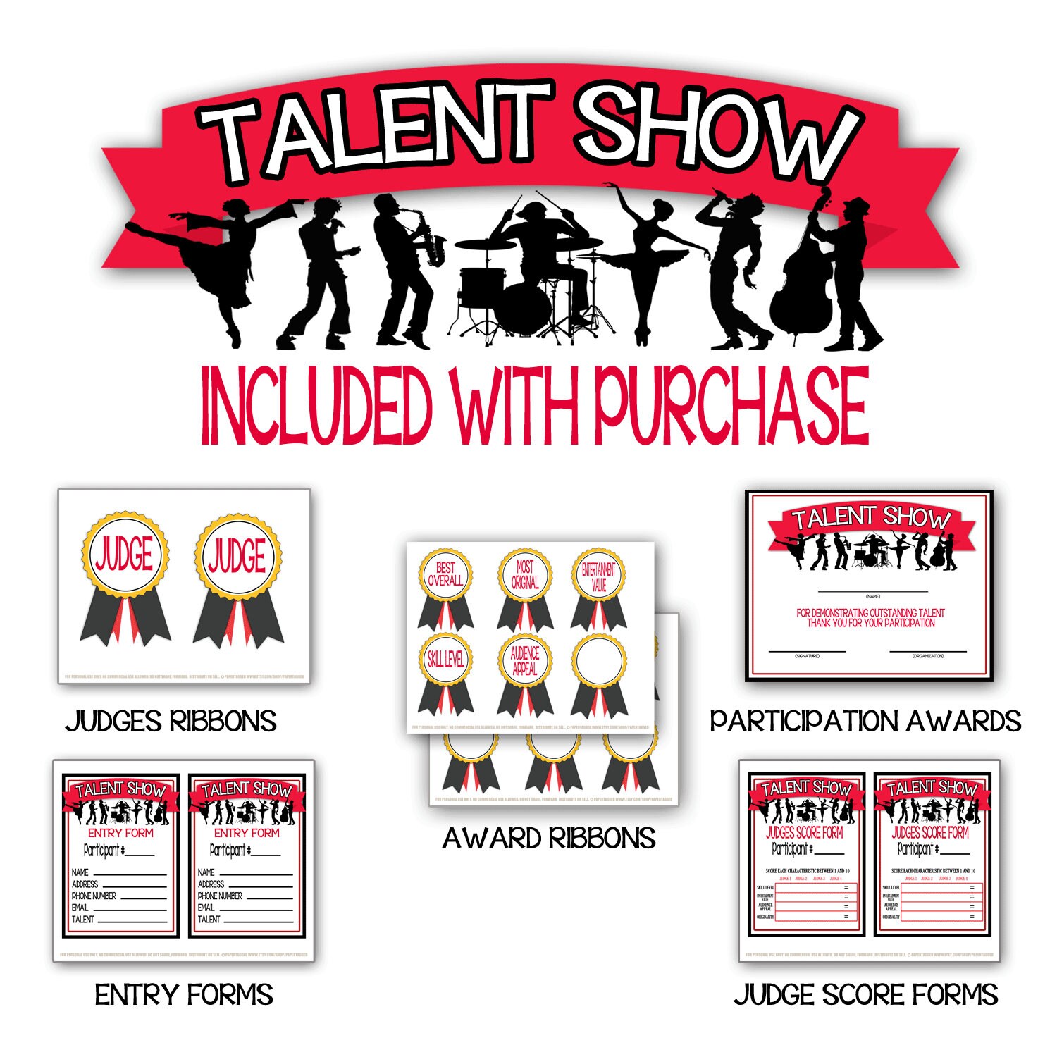 Talent Show Printable Contest Forms Talent Show Participation - Etsy Canada