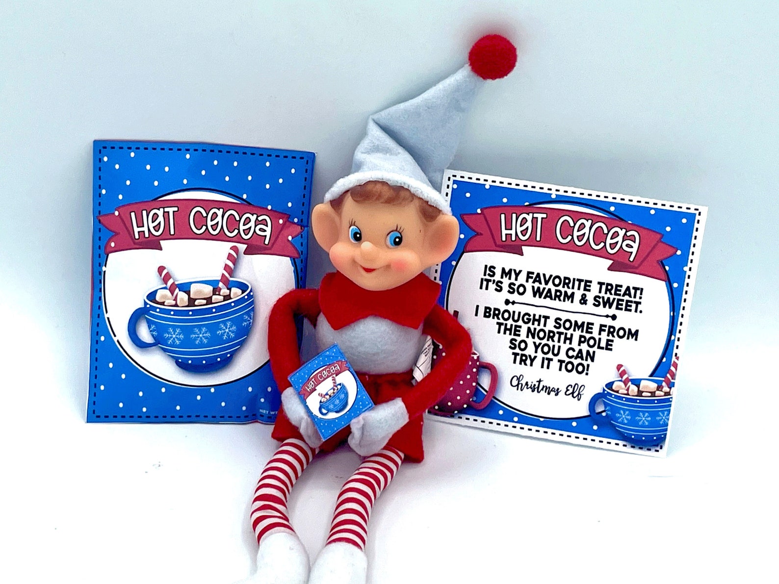 Elf Hot Cocoa Note, Foldable Christmas Elf Hot Cocoa Packet, Printable ...