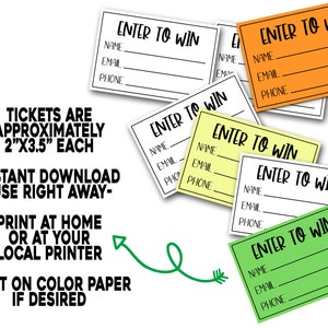 Enter to Win Tickets, Fall Raffle Ticket and Sign Kit, Halloween ...