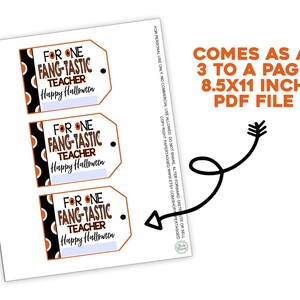 Halloween Treat Tag, Fangtastic, Non-candy Halloween, Printable ...